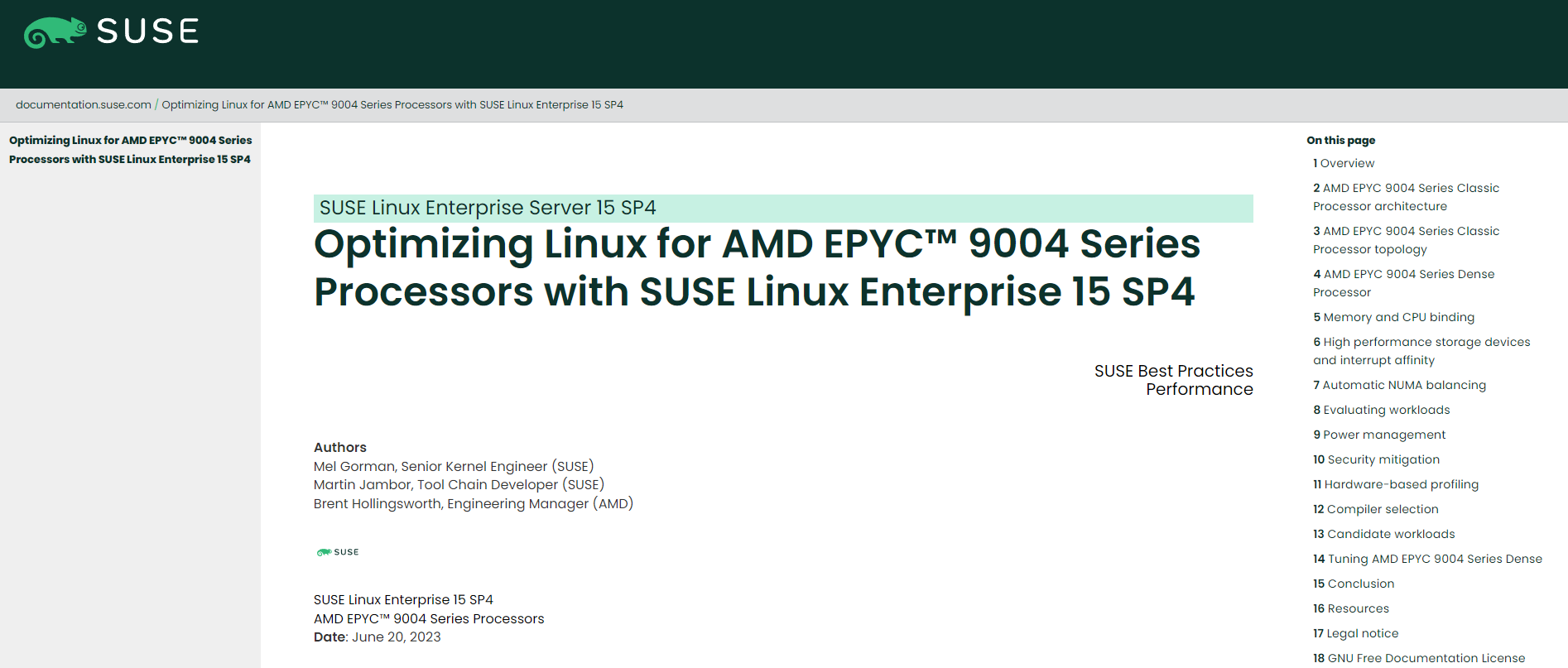 New tuning guide: Optimizing Linux for AMD EPYC™ 9004 Series Processors | SUSE Communities